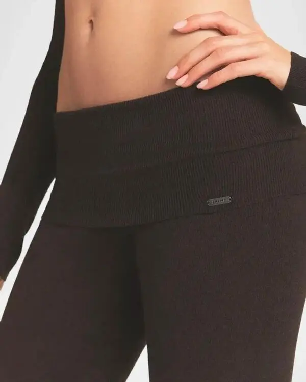 SKIMS Cotton Jersey Foldover Flare-leg Pants - Espresso