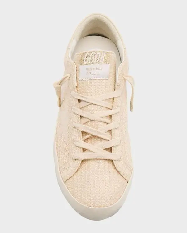 GOLDEN GOOSE Super-star Embroidered Low-top Sneakers - Light Beige/gold