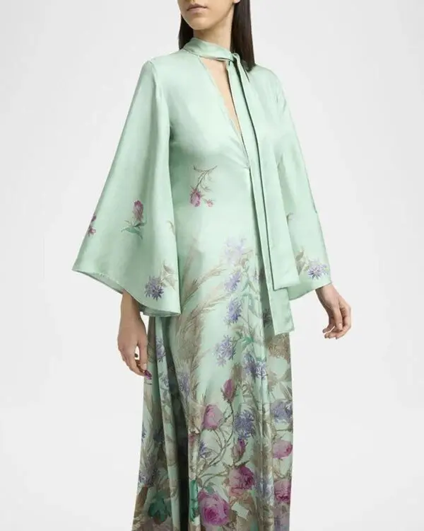 La DoubleJ Magnifico Floral Maxi Dress - Menta