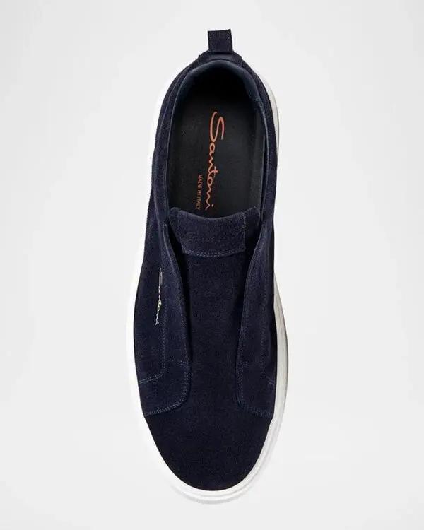 Santoni Suede Low-top Slip-on Sneakers