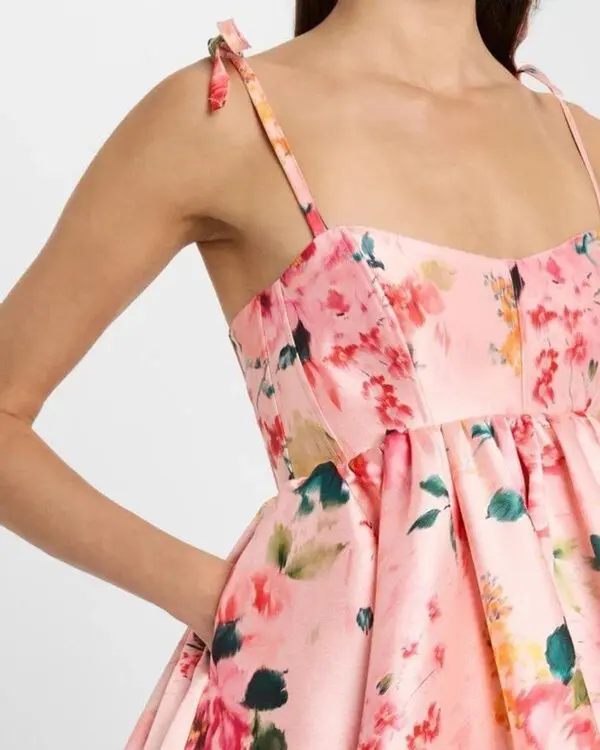 MARQUES & APOS;ALMEIDA Floral Mikado Babydoll Mini Dress