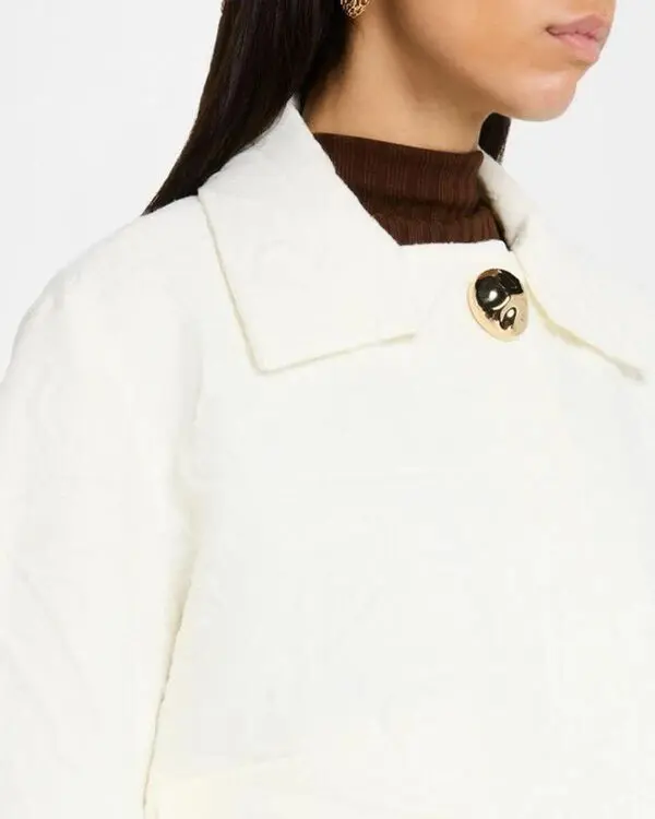 Fabiana Filippi Crinkled Wool Jacquard Cropped Jacket - Burro
