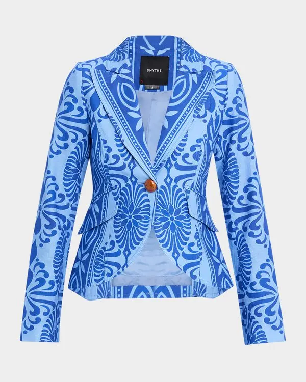 Smythe Graphic One-button Blazer - Bali Blue