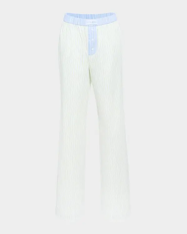 SEROYA Striped Poplin Straight Leg Pants