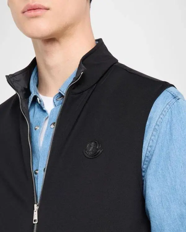 Moncler Full-zip Vest With Leather Emblem