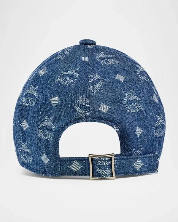 Mcm Monogrammed Denim Baseball Cap