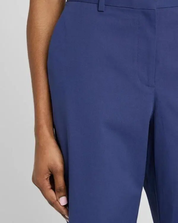 Eileen Fisher Cropped Stretch Cotton Twill Trousers - Bluette