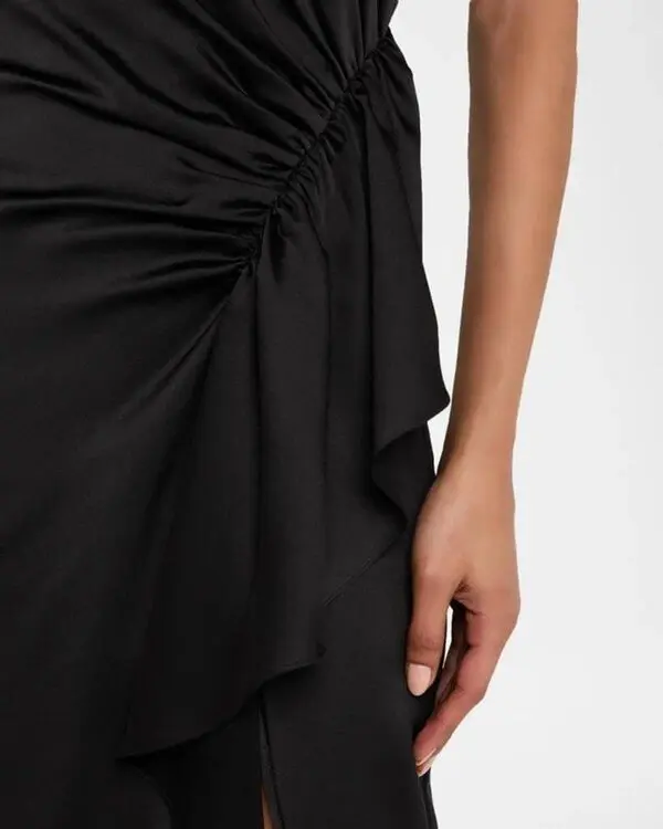Ramy Brook Malika Draped One-shoulder Midi Dress - Black