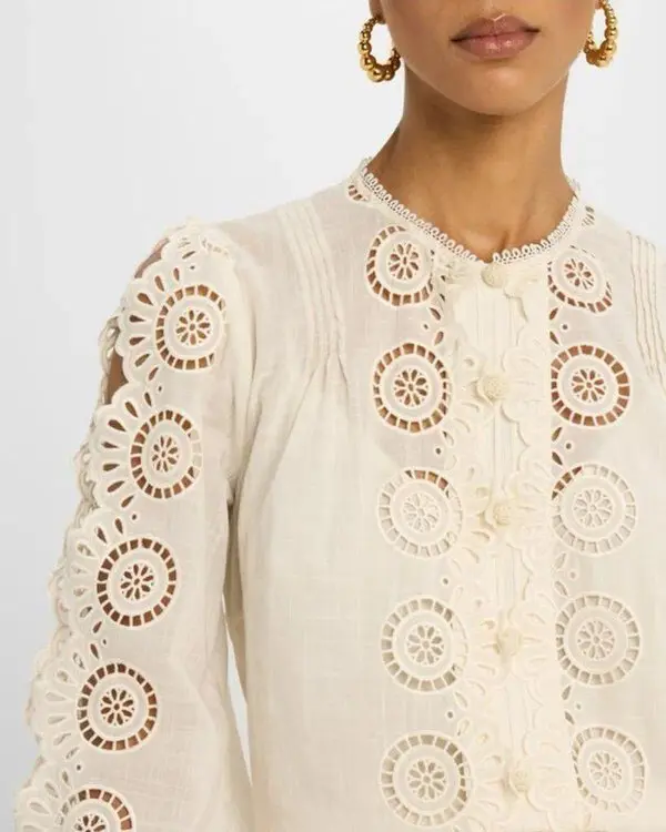 Zimmermann Lucky Embroidered Blouse - Ivory