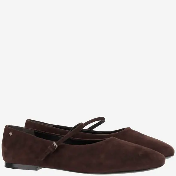 Tory Burch Suede Leather Mary Jane Ballerinas
