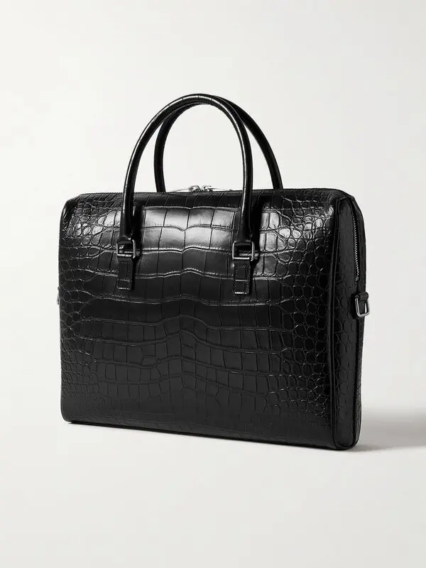 Saint Laurent Croc-effect Leather Briefcase