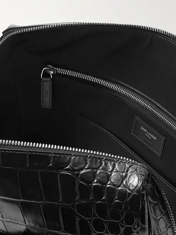 Saint Laurent Croc-effect Leather Briefcase