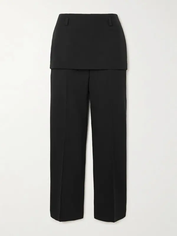 TOTEME Layered Wool-twill Straight-leg Trousers