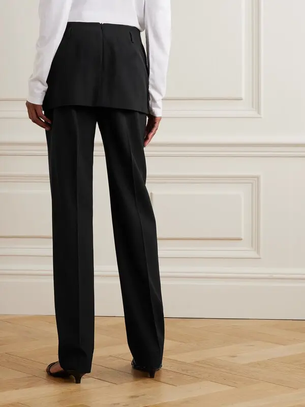 TOTEME Layered Wool-twill Straight-leg Trousers