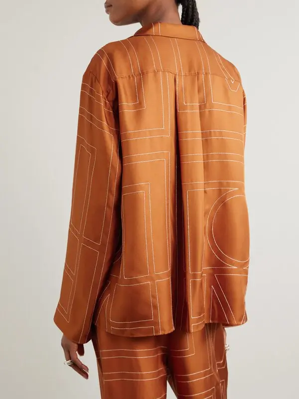 TOTEME Embroidered Silk-twill Shirt