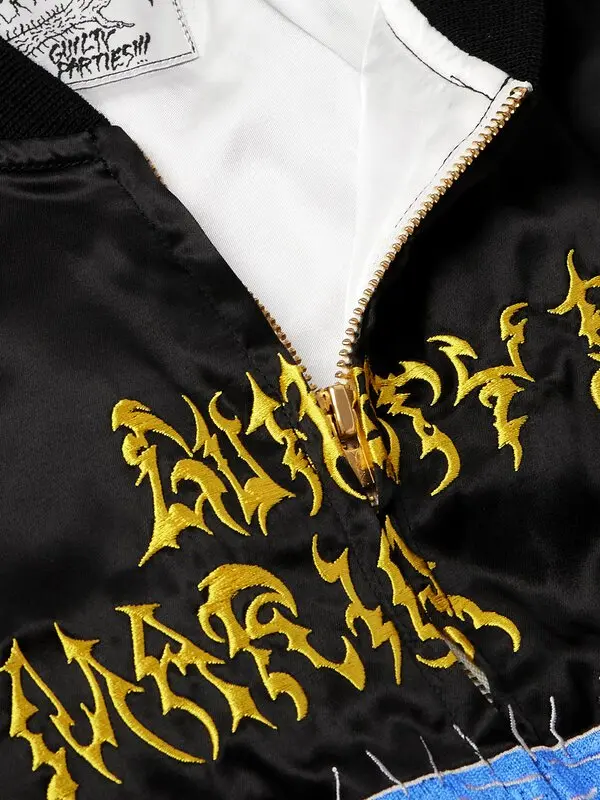 WACKO MARIA Embroidered Satin Bomber Jacket
