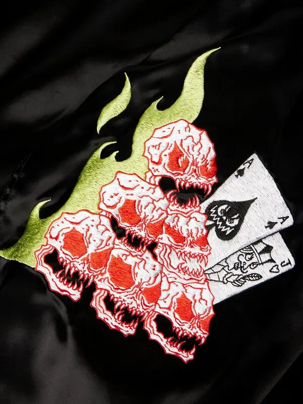 WACKO MARIA Embroidered Satin Bomber Jacket