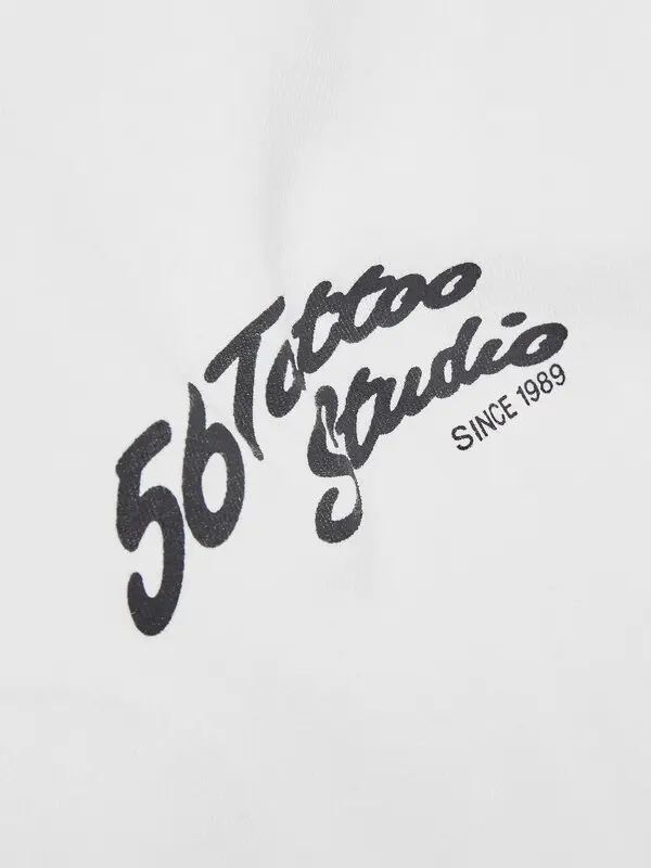 Wacko Maria 56 Tattoo Studio Printed Cotton-Jersey T-Shirt - White