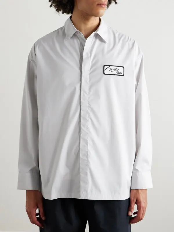 WTAPS Repo Logo-appliquéd Cotton-blend Broadcloth Shirt