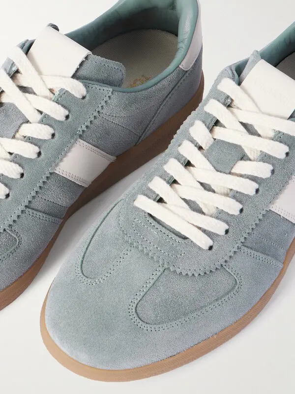 TOM FORD Archer Leather-trimmed Suede Sneakers - Blue