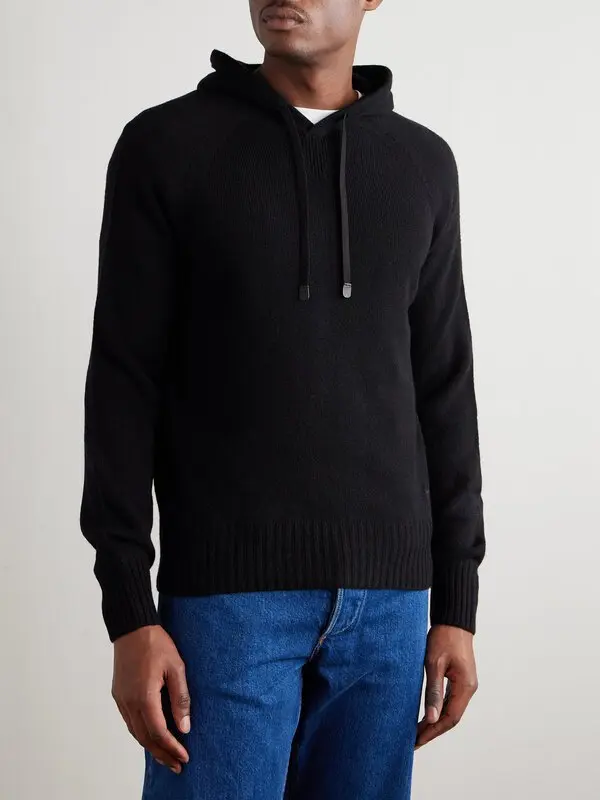 TOM FORD Logo-embroidered Cashmere Hoodie - Black