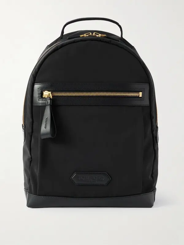 TOM FORD Leather-trimmed Shell Backpack - Black