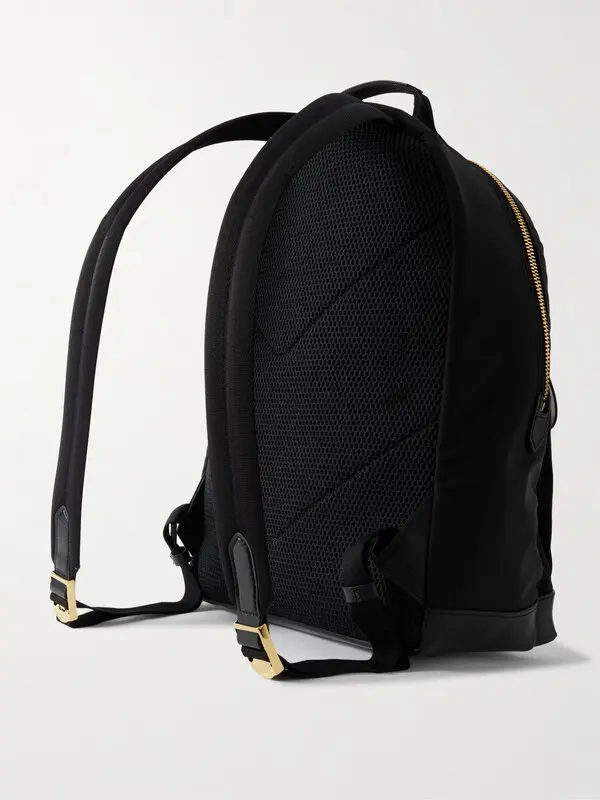 TOM FORD Leather-trimmed Shell Backpack - Black