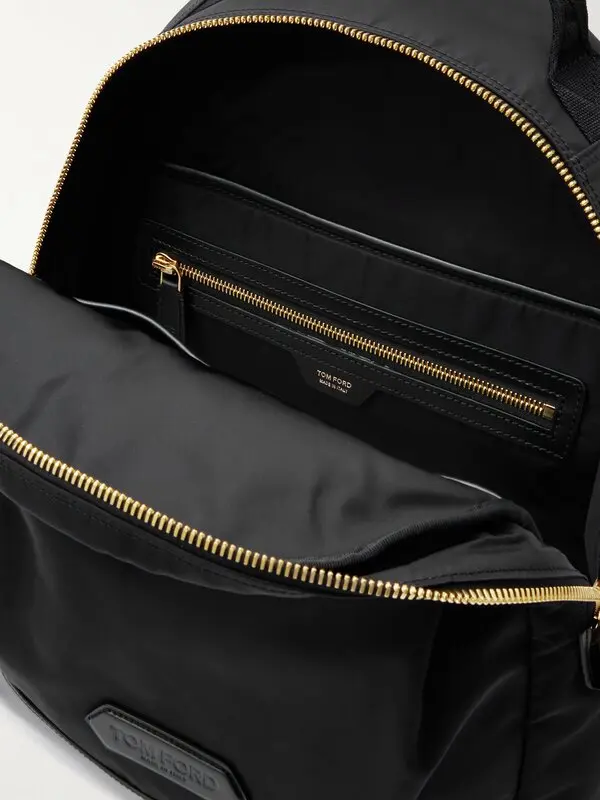 TOM FORD Leather-trimmed Shell Backpack - Black