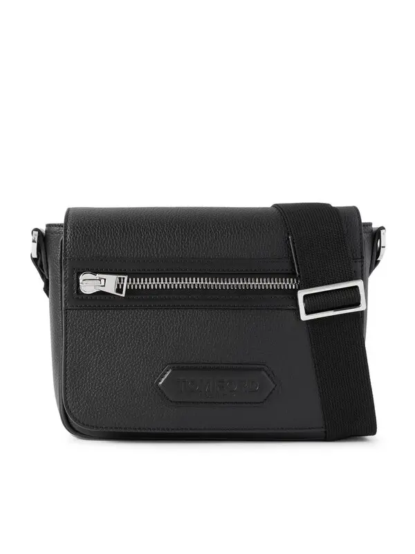 TOM FORD Full-grain Leather Messenger Bag - Black