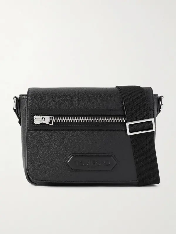 TOM FORD Full-grain Leather Messenger Bag - Black