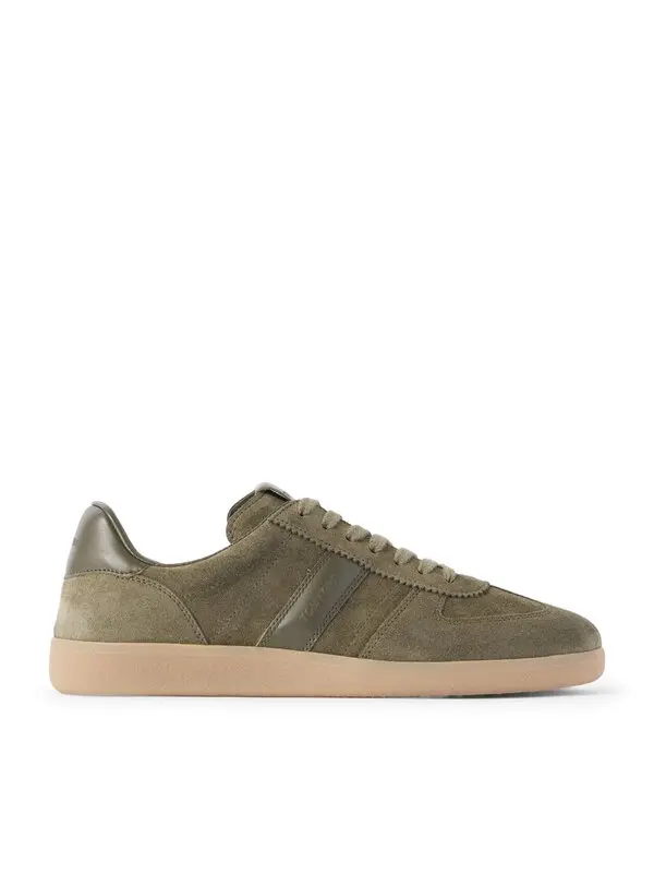 TOM FORD Archer Leather-trimmed Suede Sneakers - Green