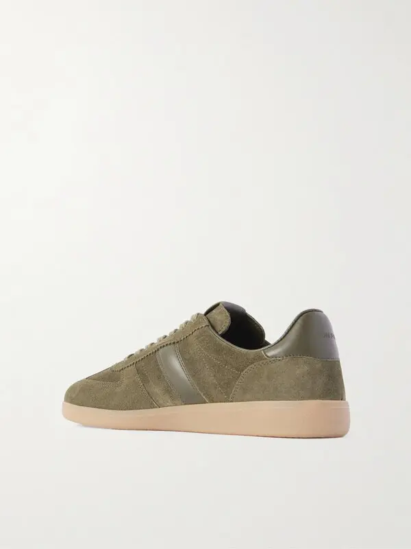 TOM FORD Archer Leather-trimmed Suede Sneakers - Green