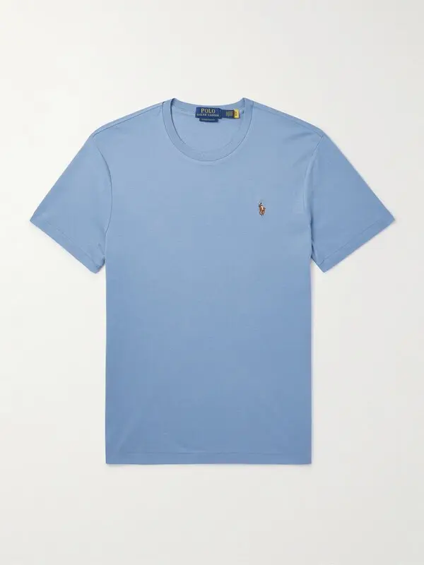 Polo Ralph Lauren Logo-embroidered Cotton-jersey T-shirt - Blue