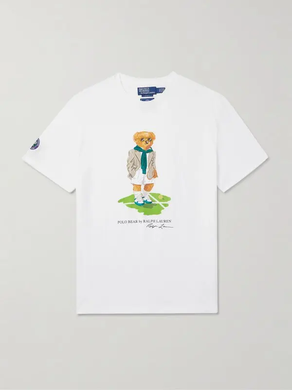 Polo Ralph Lauren Wimbledon Appliquéd Printed Cotton-jersey T-shirt - White