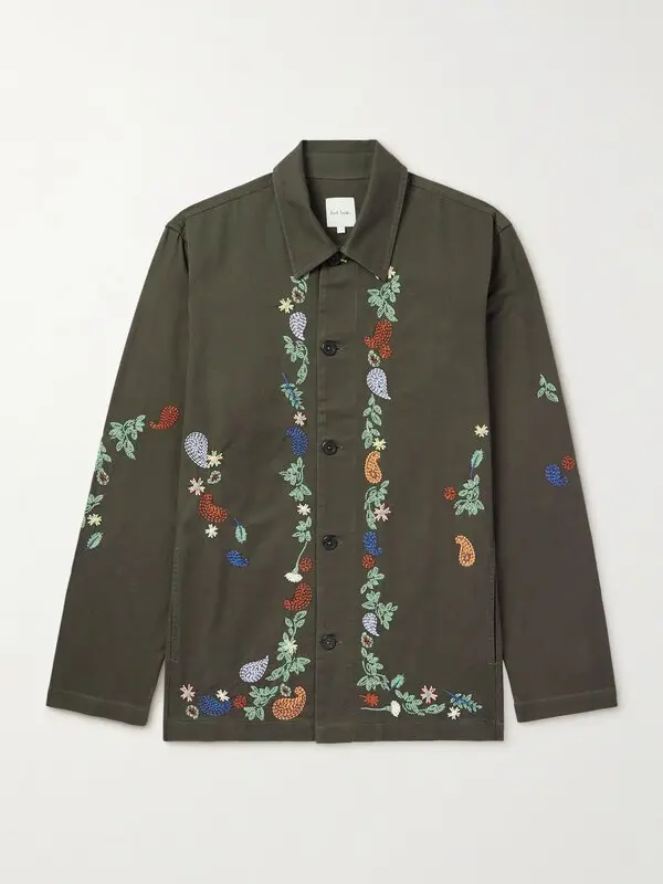 Paul Smith Embroidered Cotton-twill Overshirt