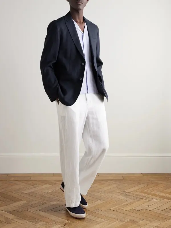 Orlebar Brown Garret Unstructured Linen Suit Jacket - Blue