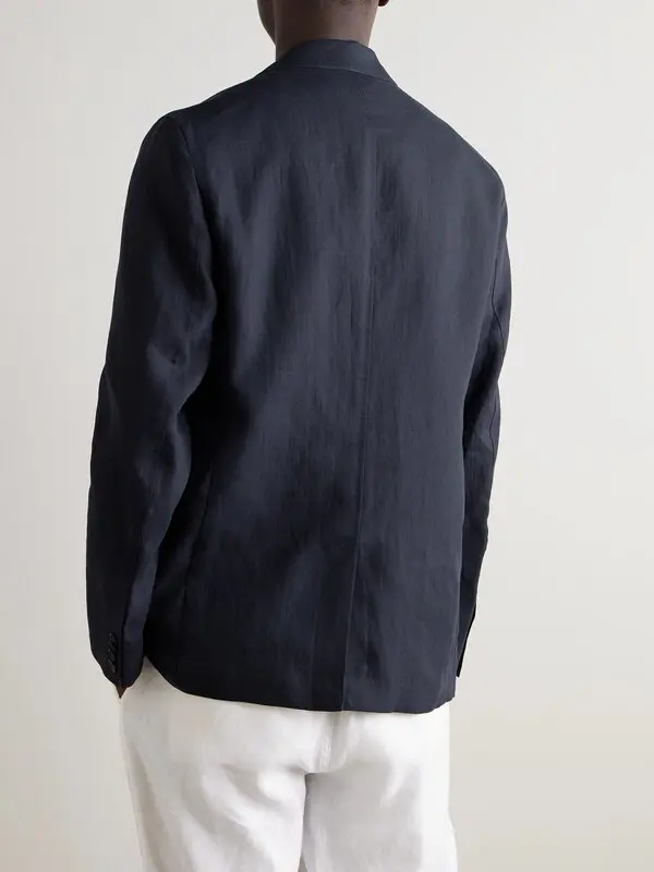 Orlebar Brown Garret Unstructured Linen Suit Jacket - Blue