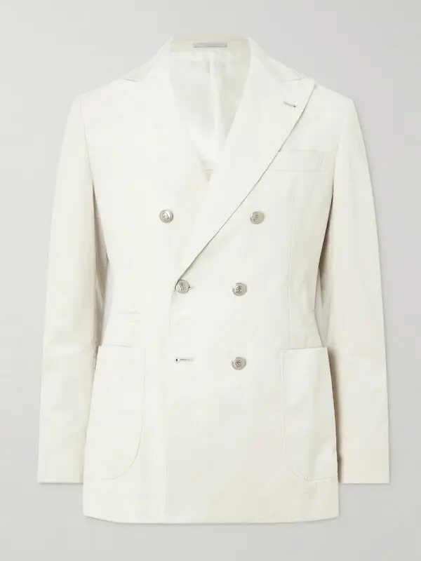 Brunello Cucinelli Double-breasted Cotton-corduroy Suit Jacket