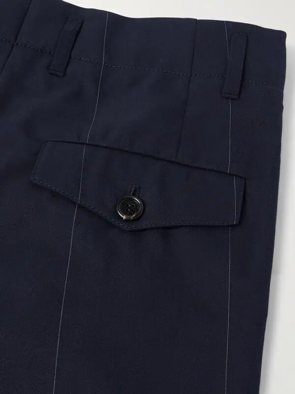 Brunello Cucinelli Tapered Pleated Pinstriped Trousers