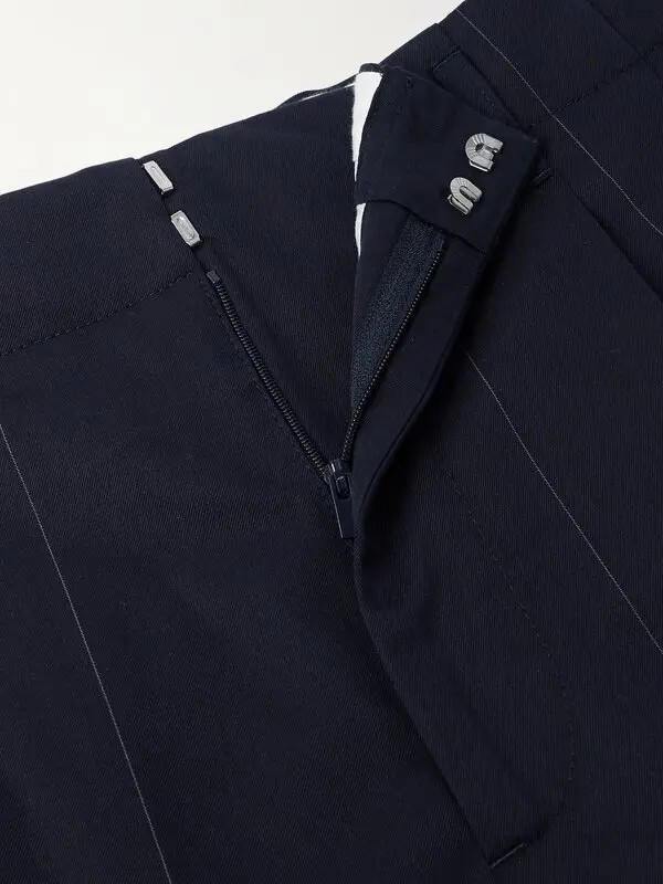 Brunello Cucinelli Tapered Pleated Pinstriped Trousers