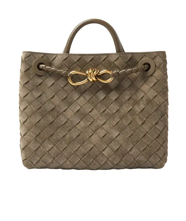 Bottega Veneta Andiamo Small Intrecciato Suede Tote - Green