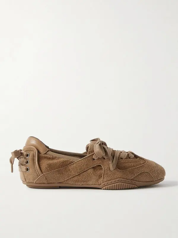 Acne Studios Leather-trimmed Paneled Suede Sneakers - Neutrals