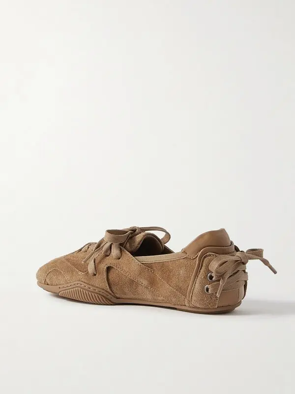 Acne Studios Leather-trimmed Paneled Suede Sneakers - Neutrals