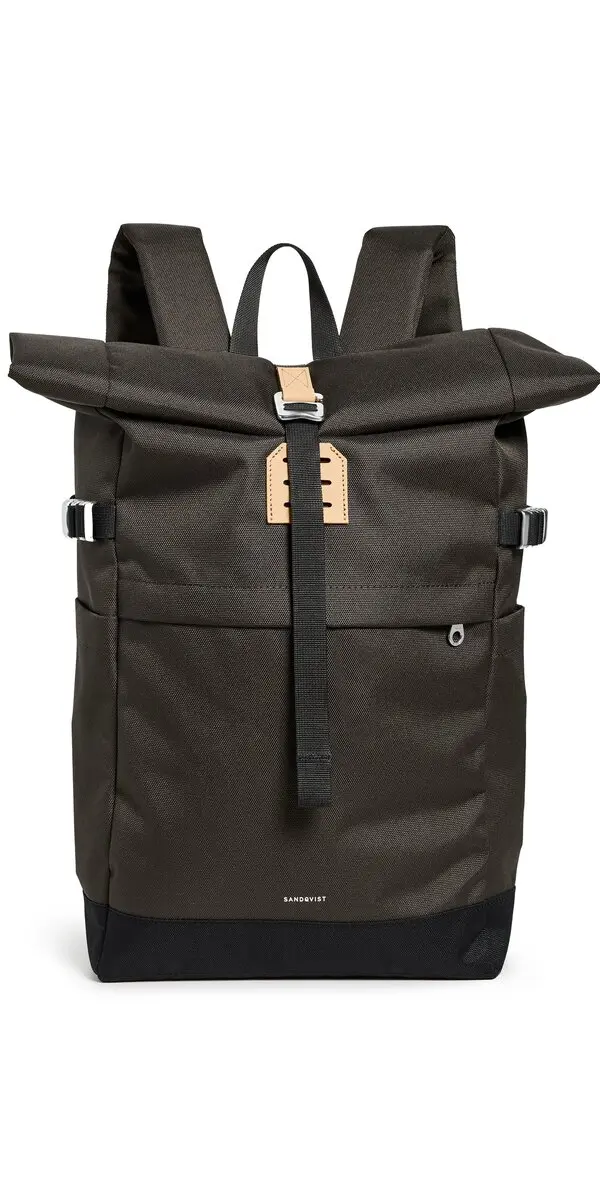 SANDQVIST Icon Medium Rolltop Backpack - Brown With Naural Leather