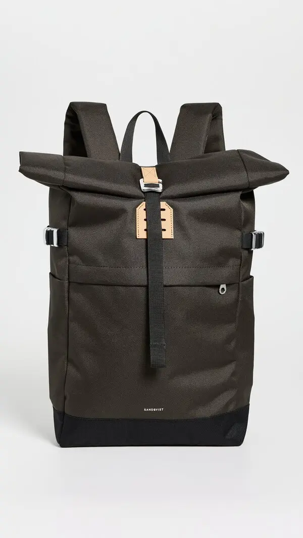SANDQVIST Icon Medium Rolltop Backpack - Brown With Naural Leather