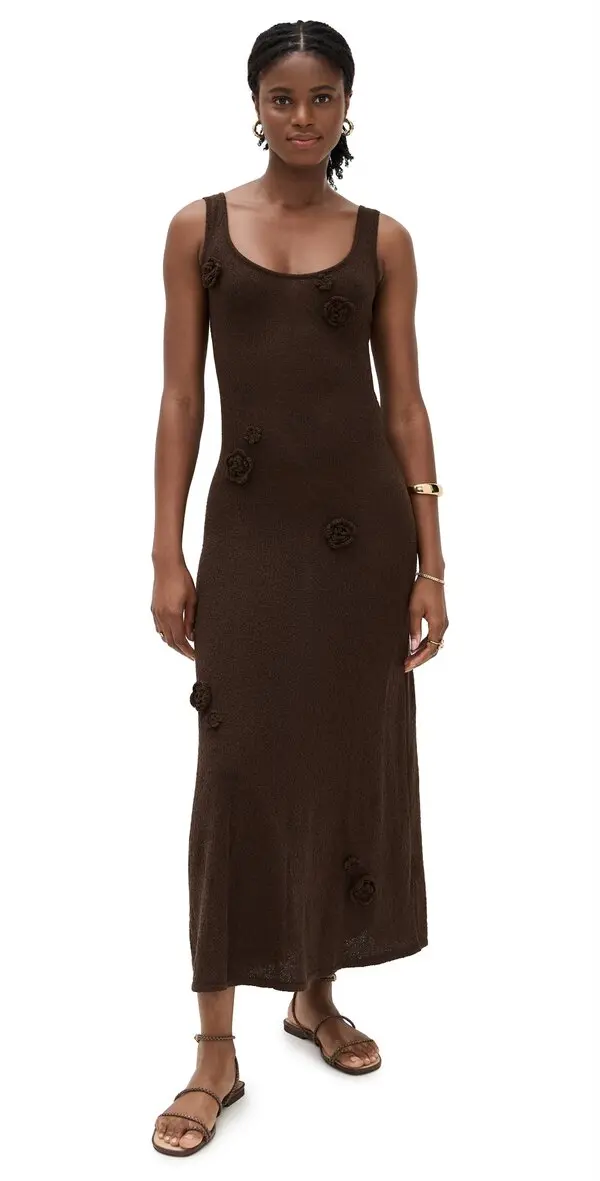 4th & Reckless Floral Applique Maxi Dress In Brown - 70% Off | Editorialist