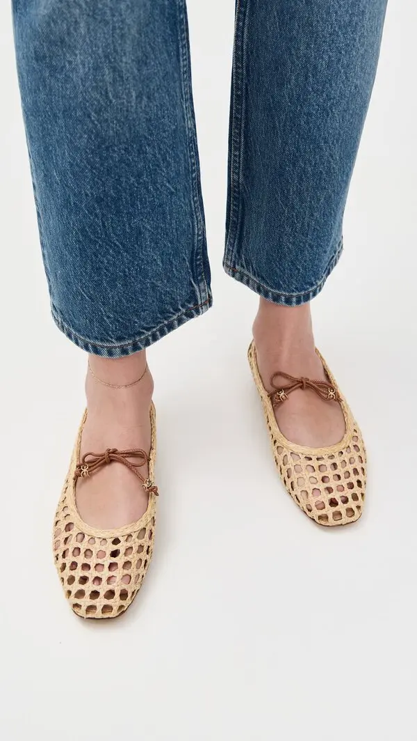 Sam Edelman Marcie Woven Mary Jane Flats - Bleached Beechwood/saddle