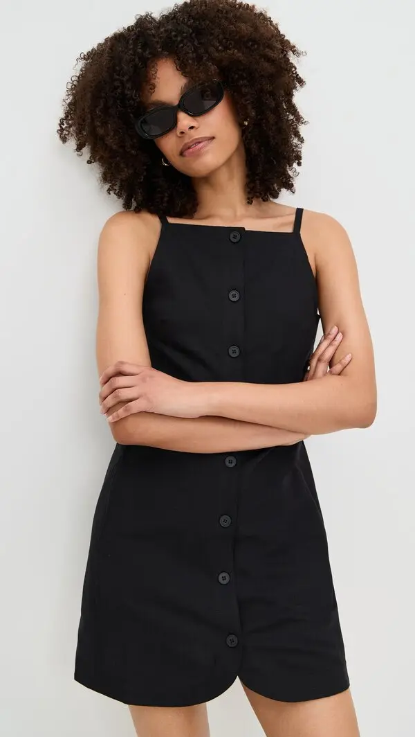 Aligne Ozzy Linen Mini Dress In Black - 40% Off | Editorialist