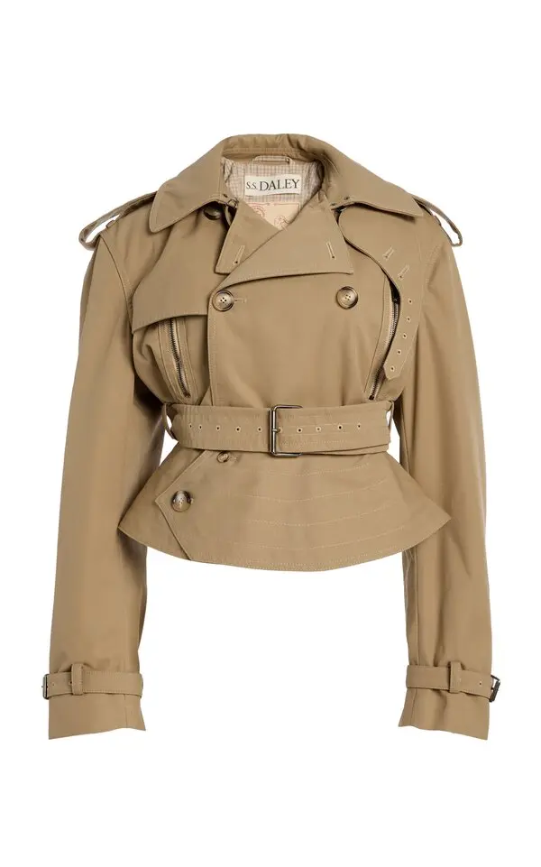 S.S.DALEY - Eliza Cotton-Gabardine Peplum Trench Coat