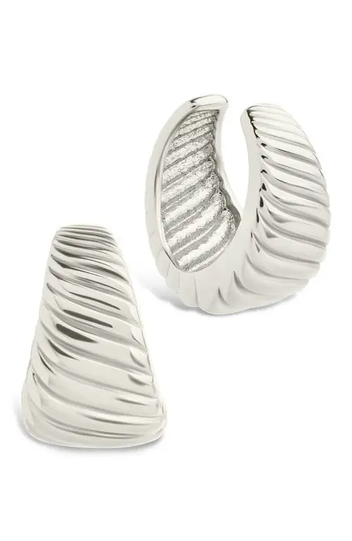 Sterling Forever Twisted Ear Cuffs - Silver